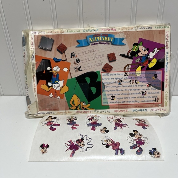 Disney | Office | Vintage Rubber Mickey Mouse Alphabet Stamp Kit 28 ...
